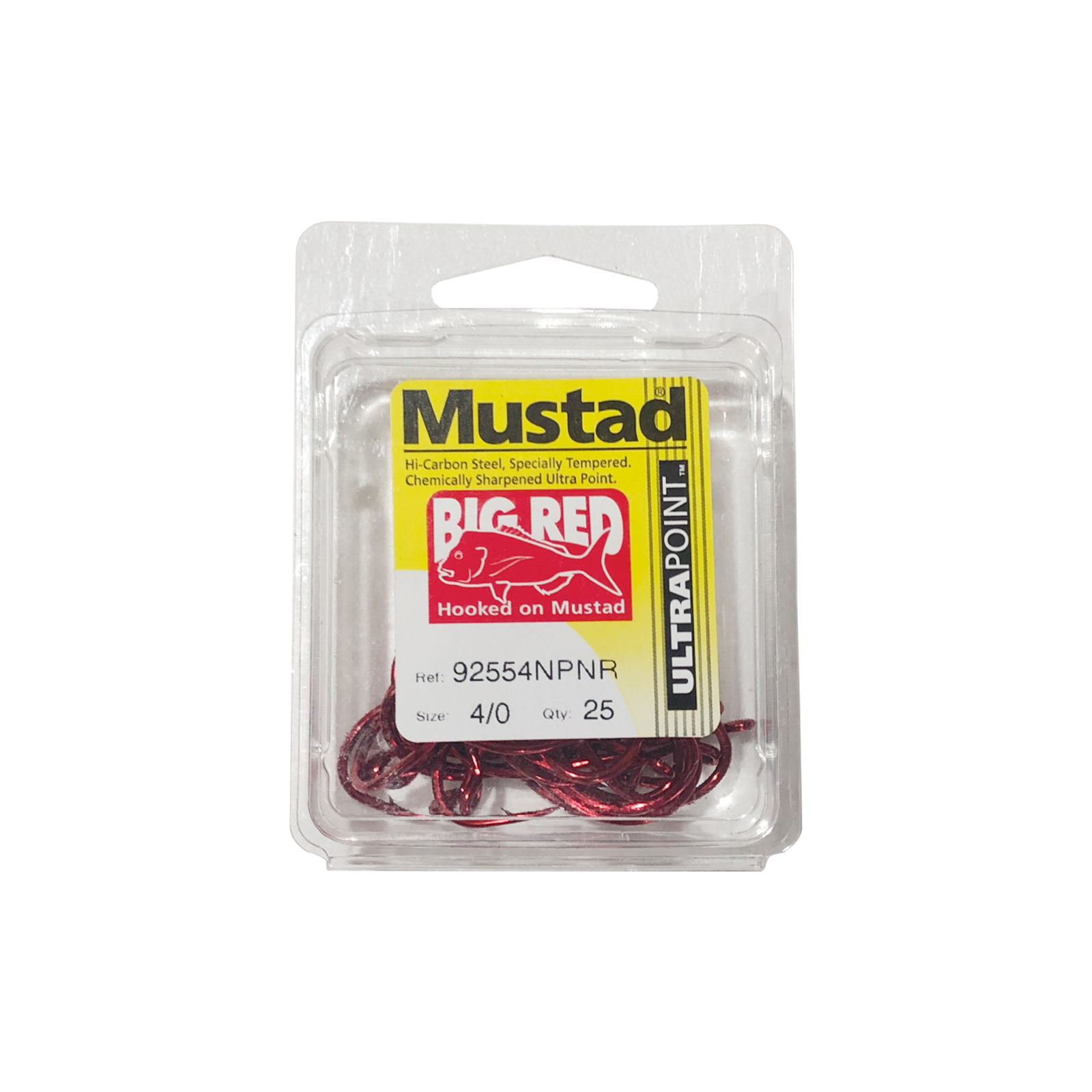 Mustad Big Red Chemically Sharp Fishing Hooks - 25 Pack -92554Npnr