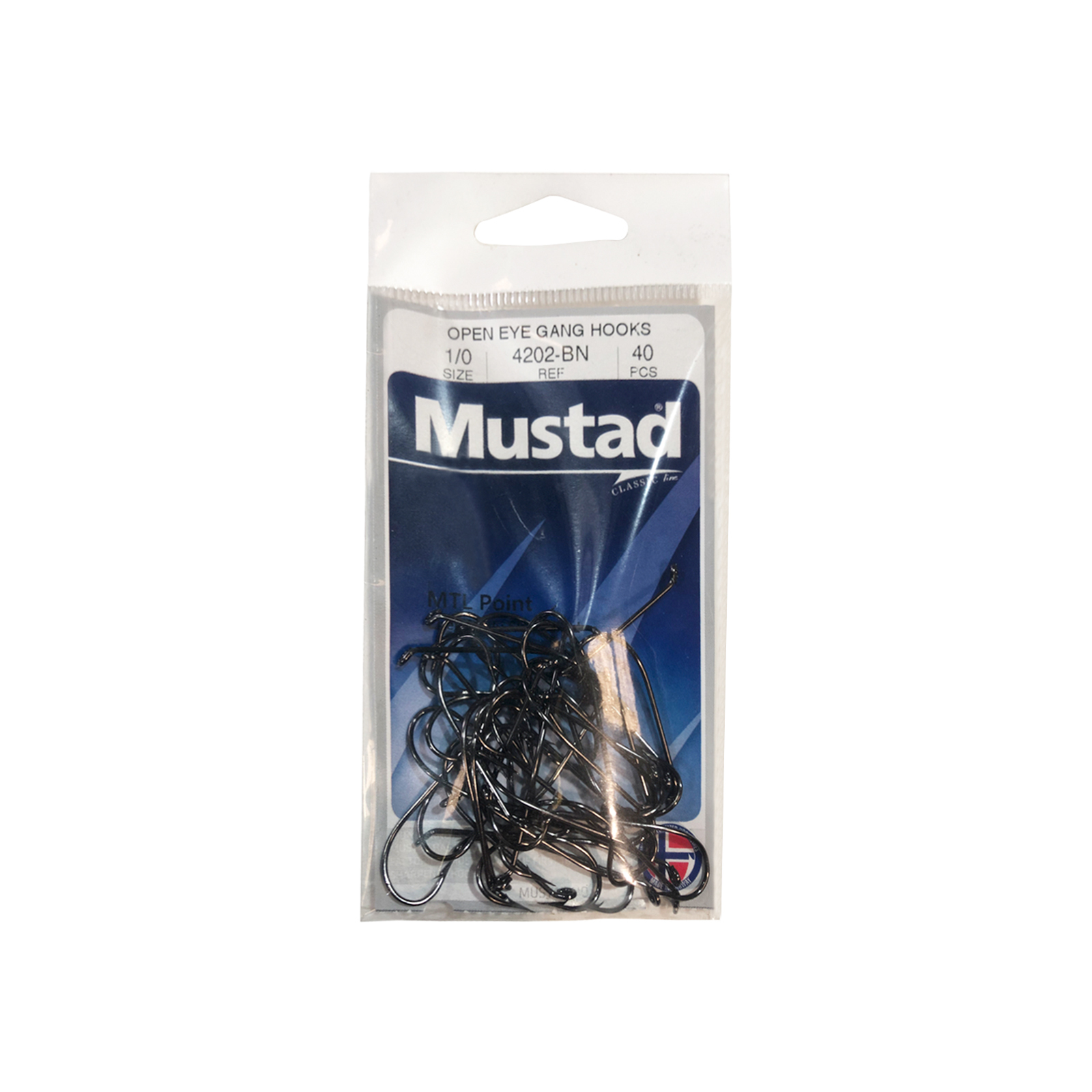Mustad Hook 4202-Bn Open Eye Gang Hook M.T Point Chem Sharp