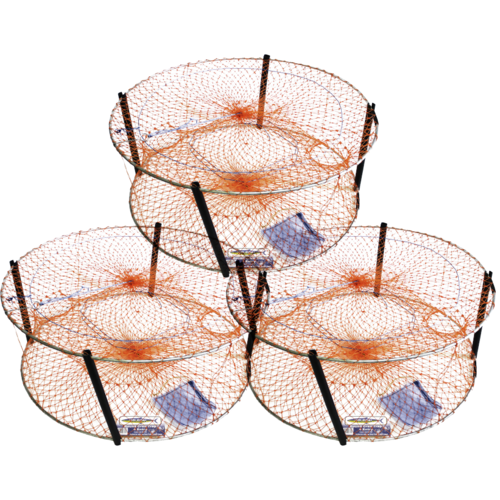 4 x Wilson Heavy Duty Crab Traps - 2 Entry Rectangular Blue Mesh Crab Pots